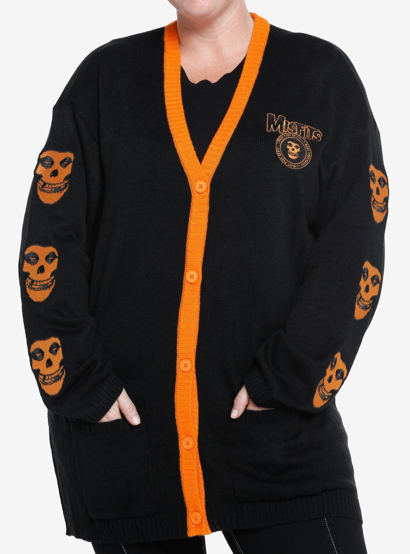 Misfits Fiend Skull Embroidered Girls Cardigan Plus Size Hot Topic
