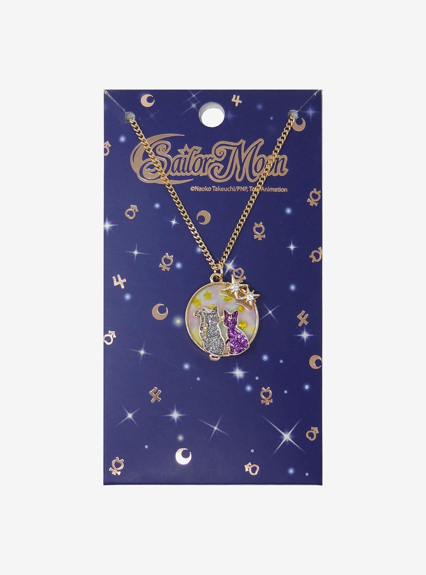 Sailor Moon Luna & Artemis Moon Glitter Pendant Necklace | Hot Topic