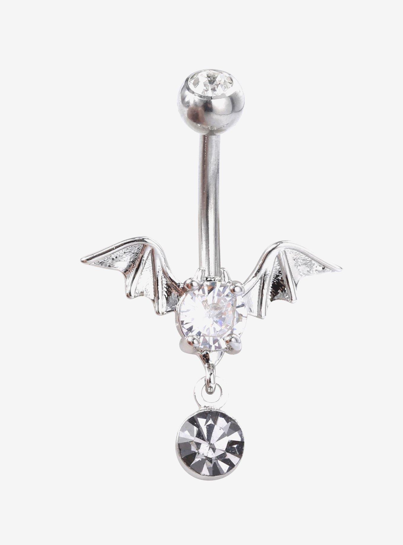14G Steel Bat CZ Gem Navel Barbell | Hot Topic