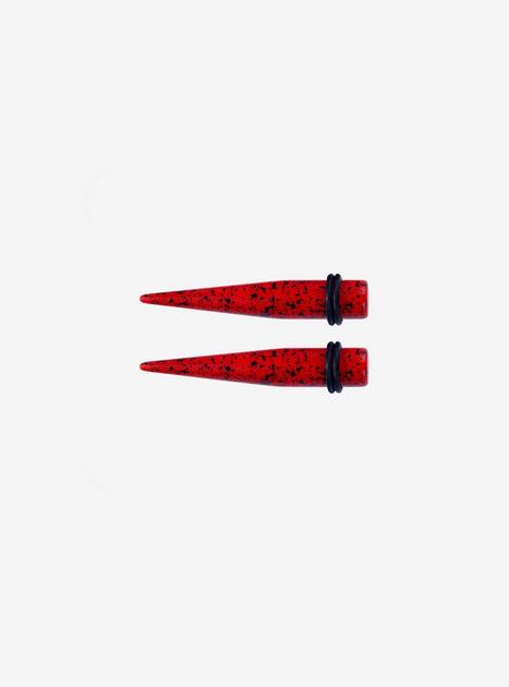 Acrylic Black & Red Splatter Taper 2 Pack | Hot Topic