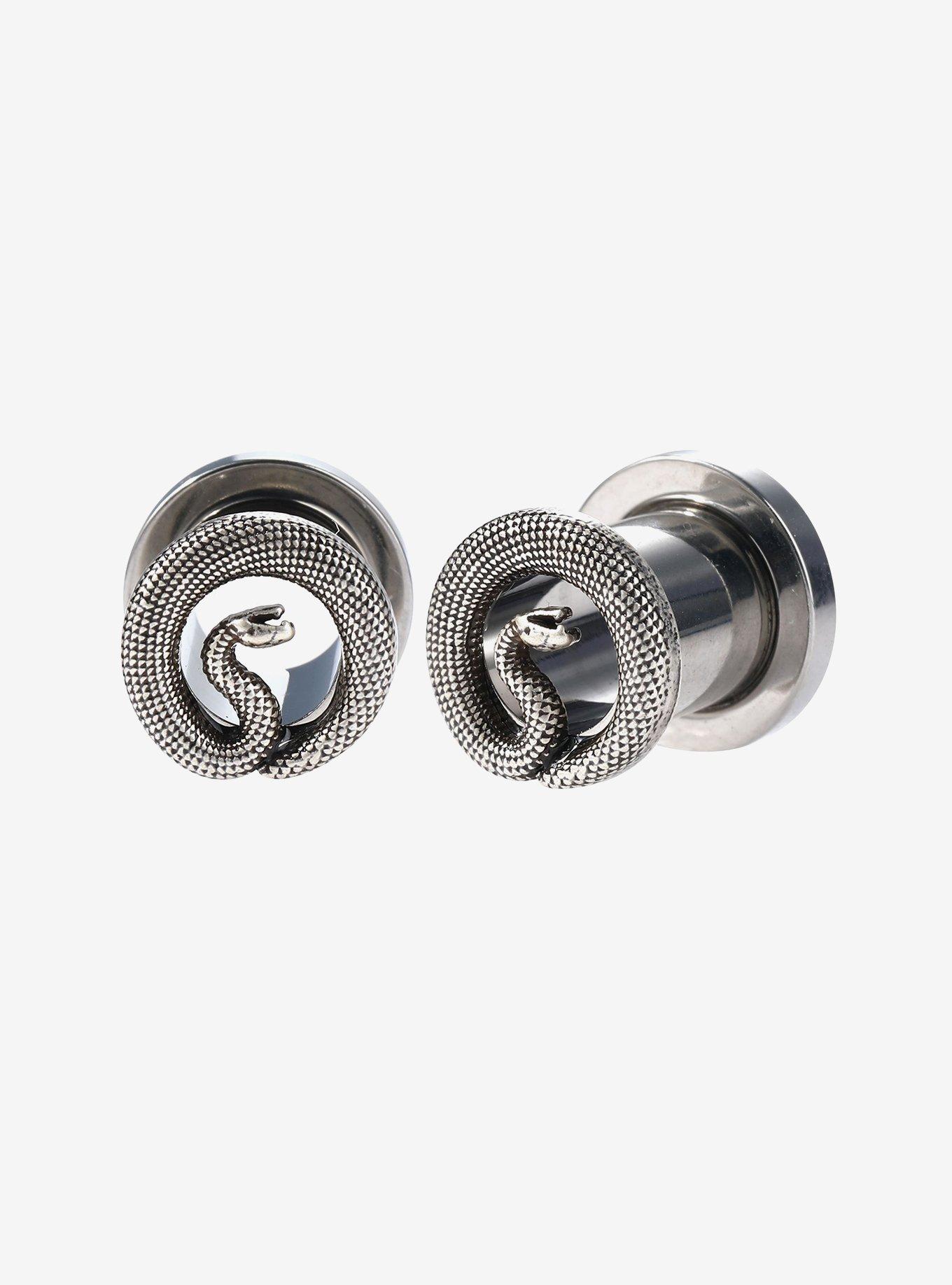 Steel Silver Snake Plugs 2 Pack | Hot Topic