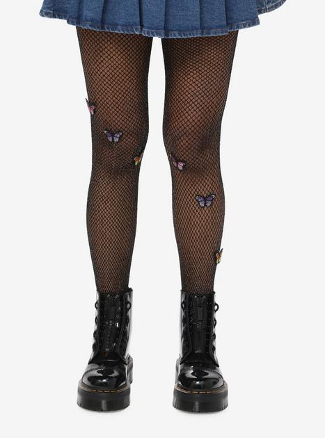 Butterfly Applique Fishnet Tights | Hot Topic