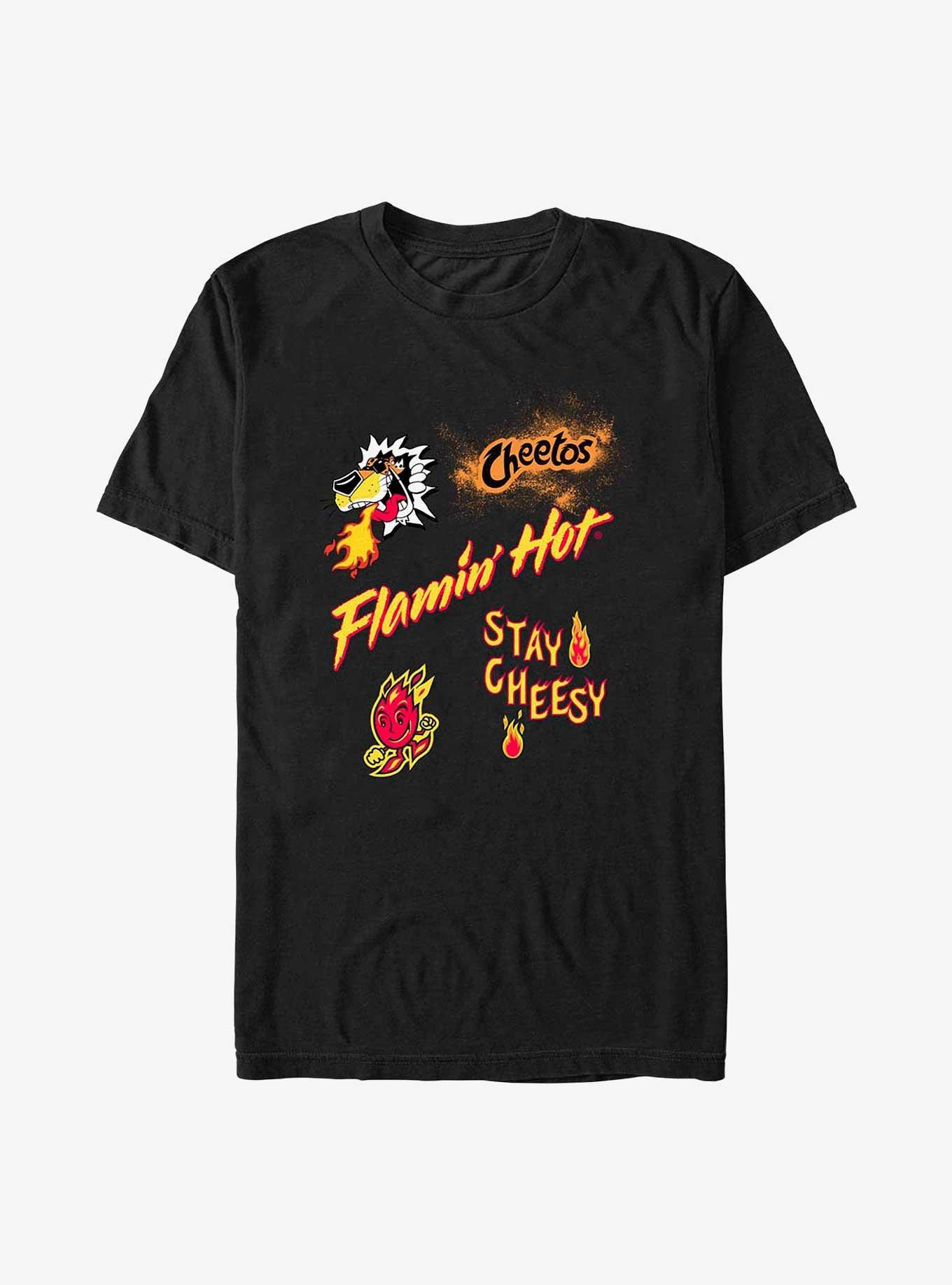 Cheetos Flamin' Hot Stay Cheesy Icons T-Shirt - BLACK | BoxLunch