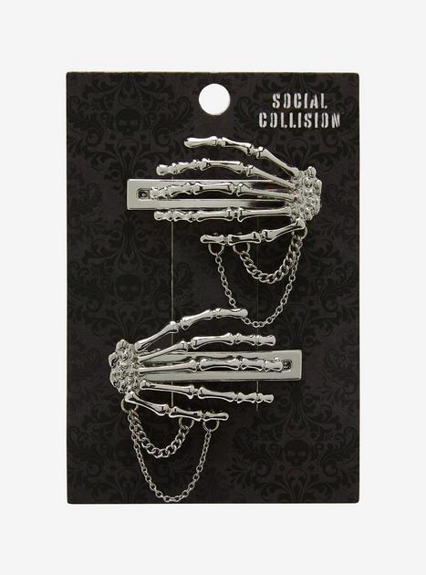 Social Collision Skeleton Hand Chain Hair Clip Set | Hot Topic
