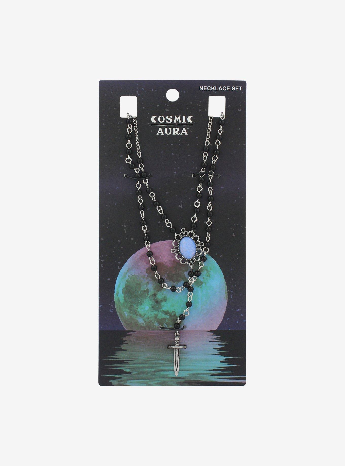 Cosmic Aura Moonstone Sword Necklace Set | Hot Topic