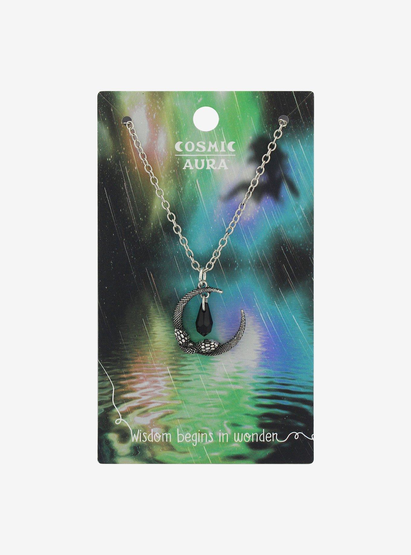 Cosmic Aura Snake Moon Crystal Necklace | Hot Topic