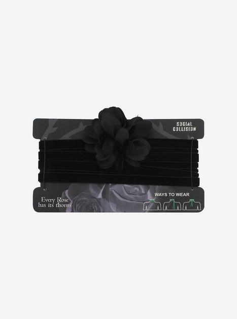 Social Collision Black Flower Wrap Choker | Hot Topic