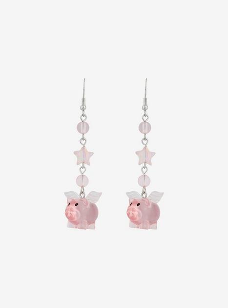 Sweet Society Winged Pig Drop Earrings | Hot Topic