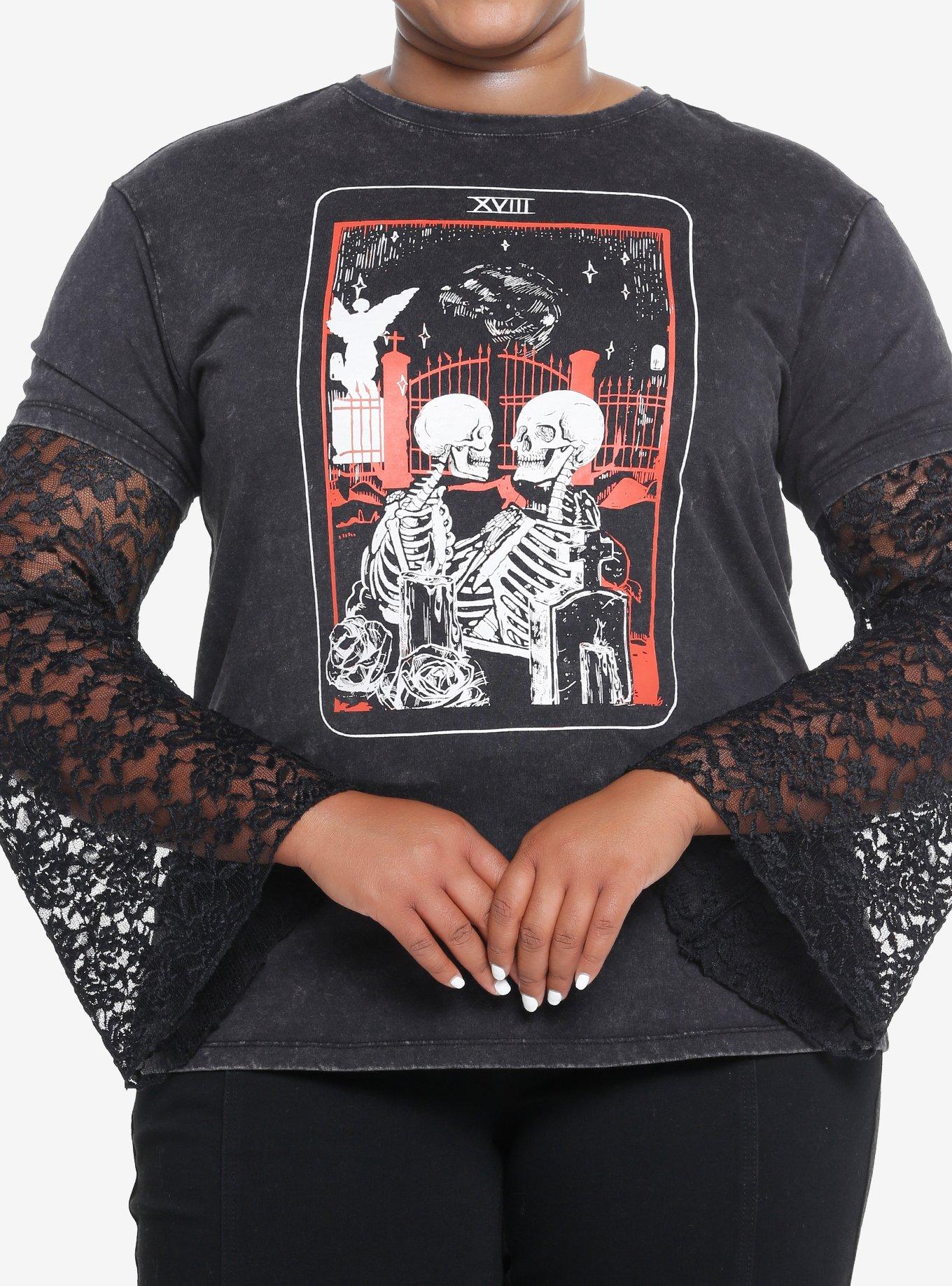 Cosmic Aura Tarot Lace Bell Sleeve Girls Twofer T Shirt Plus Size Hot