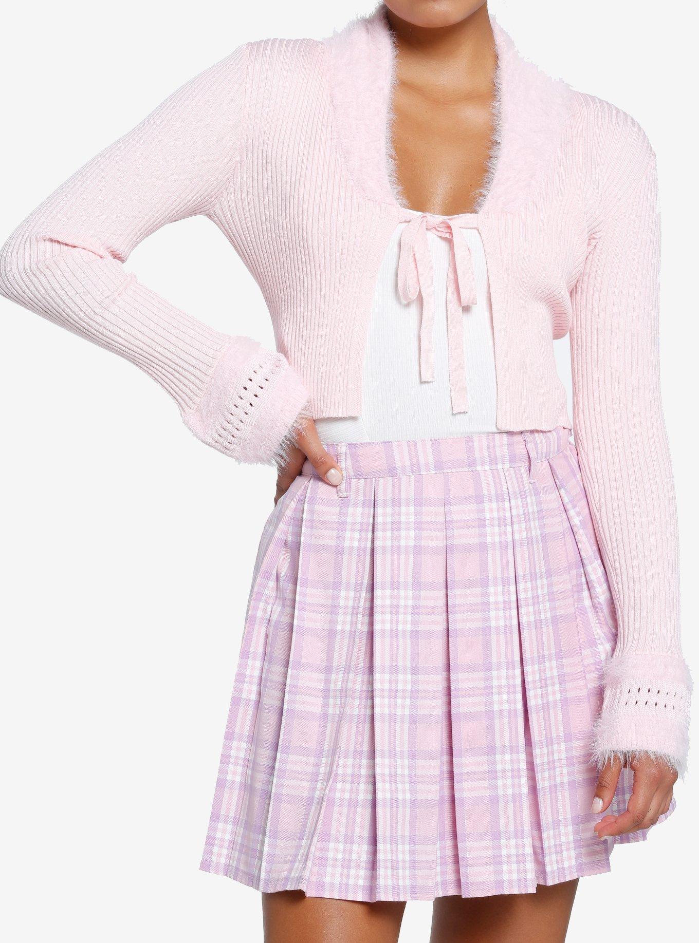 Sweet Society Pink Faux Fur Girls Cardigan Hot Topic