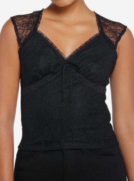 Black Lace Sweetheart Girls Top | Hot Topic