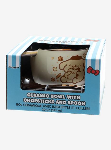 Pompompurin Ceramic Bowl With Chopsticks & Spoon | Hot Topic