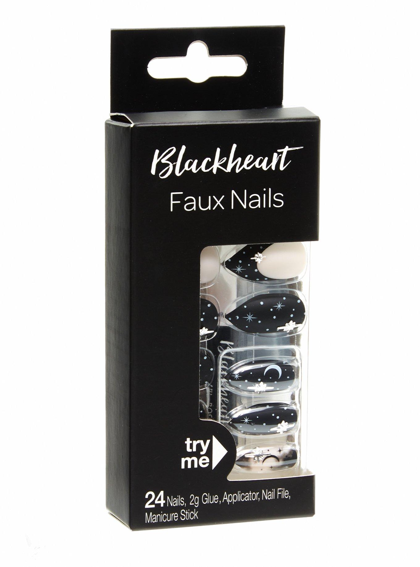 Blackheart Black & White Celestial Faux Nail Set | Hot Topic