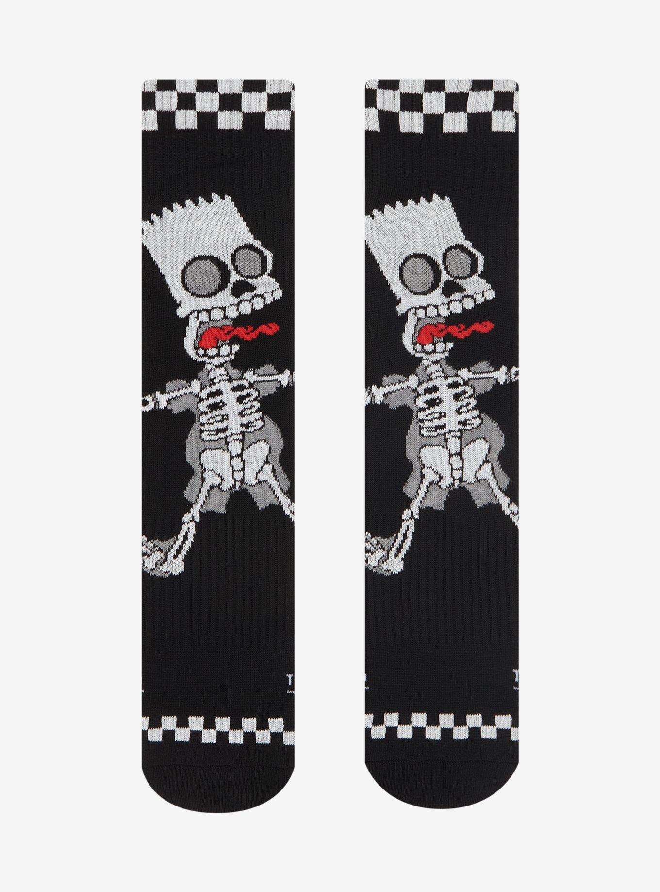 The Simpsons Bart Skeleton Checkered Crew Socks | Hot Topic