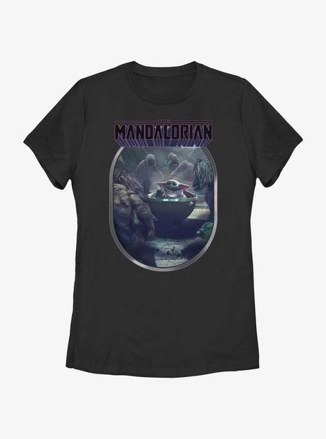 Star Wars The Mandalorian Alamites Attack Grogu Womens T-Shirt - BLACK ...