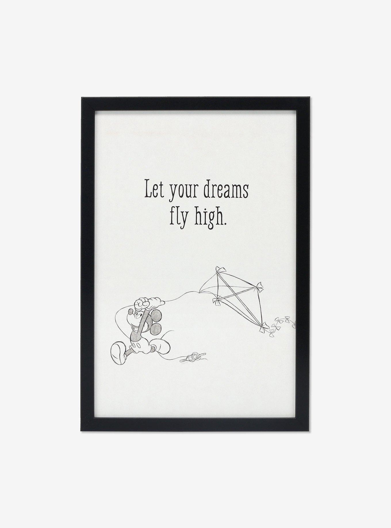 Disney Mickey Mouse Let Your Dreams Fly High Kite Framed Wood Wall ...
