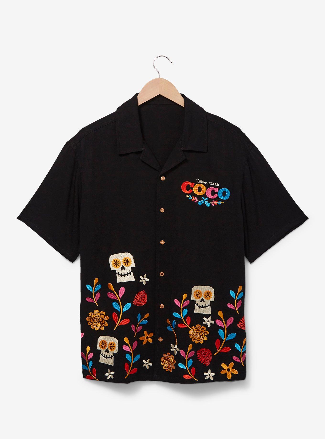 Disney Pixar Coco Sugar Skulls & Florals Button-Up T-Shirt - BoxLunch ...