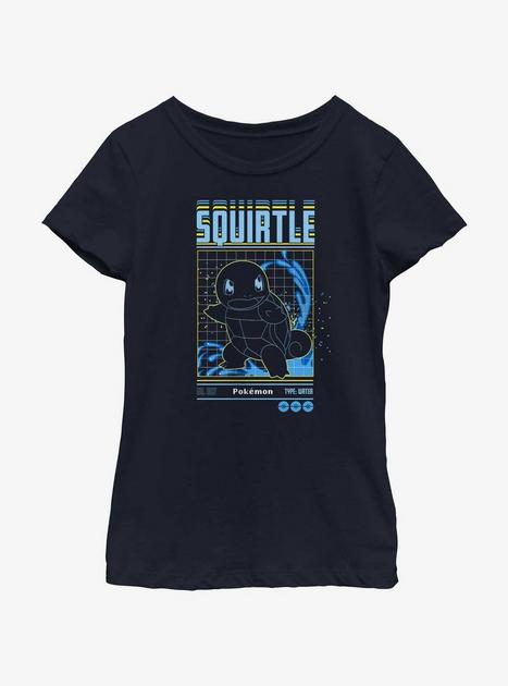 Pokemon Squirtle Grid Youth Girls T-Shirt - BLUE | BoxLunch