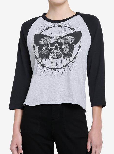 Social Collision Skull Butterfly Girls Raglan T Shirt Hot Topic