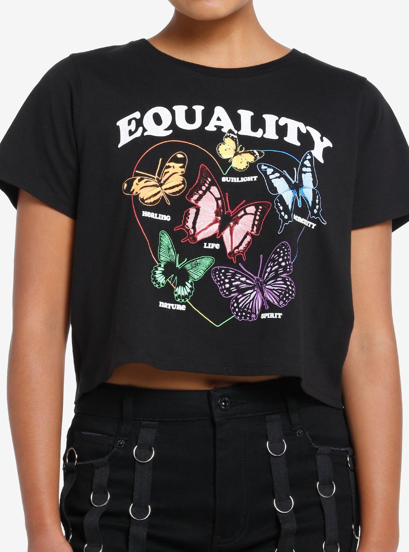 Social Collision Equality Butterflies Crop T-Shirt | Hot Topic