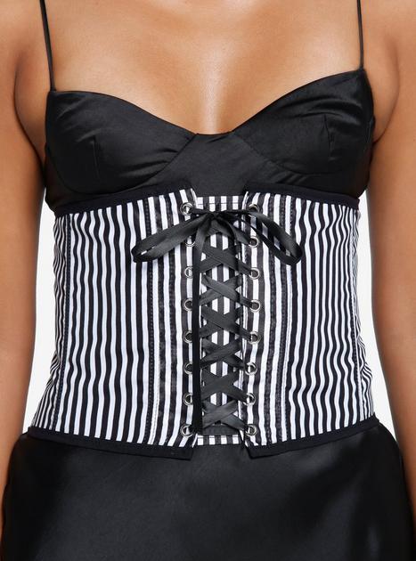 Black & White Pinstripe Lace-Up Corset | Hot Topic