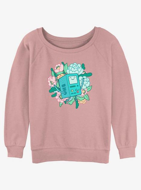 Adventure Time BMO Flowers Womens Slouchy Sweatshirt - PINK | BoxLunch