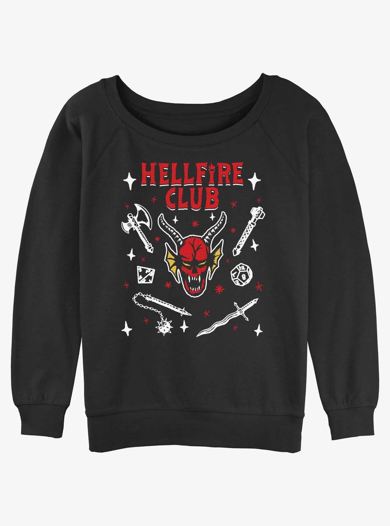 Stranger Things Hellfire Club Devil Womens Slouchy Sweatshirt - BLACK ...