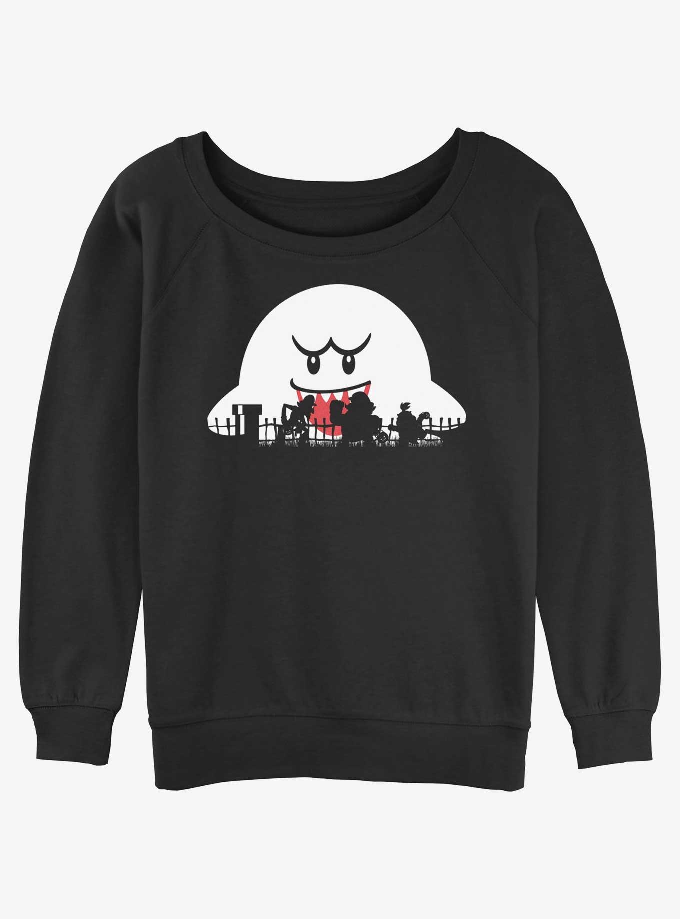 Nintendo Mario Big Boo Silhouettes Womens Slouchy Sweatshirt - BLACK ...