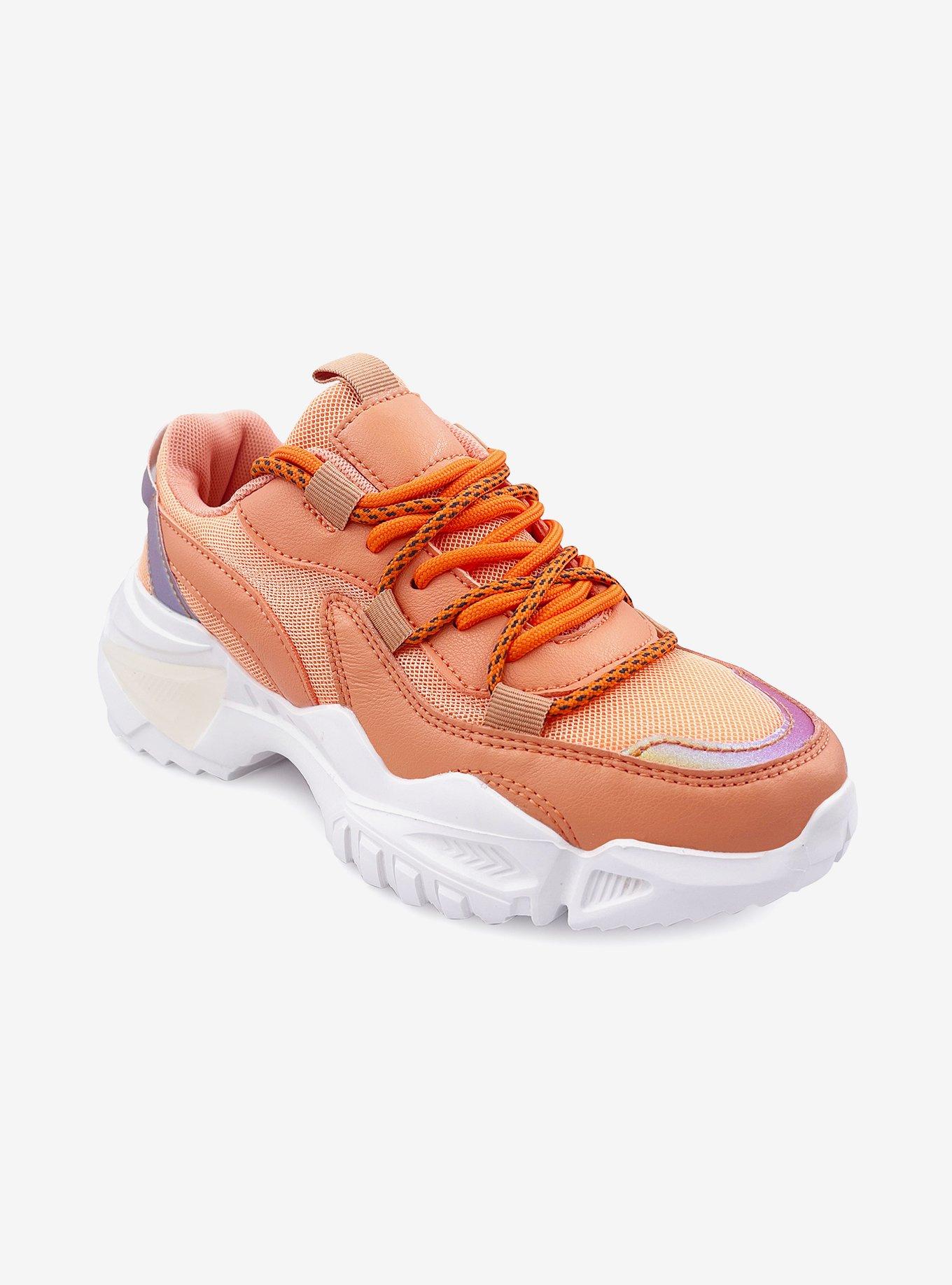 Nova Mixed Material Platform Sneaker Orange | Hot Topic