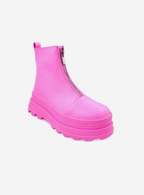 Taylor Platform Front Zip Bootie Hot Pink | Hot Topic