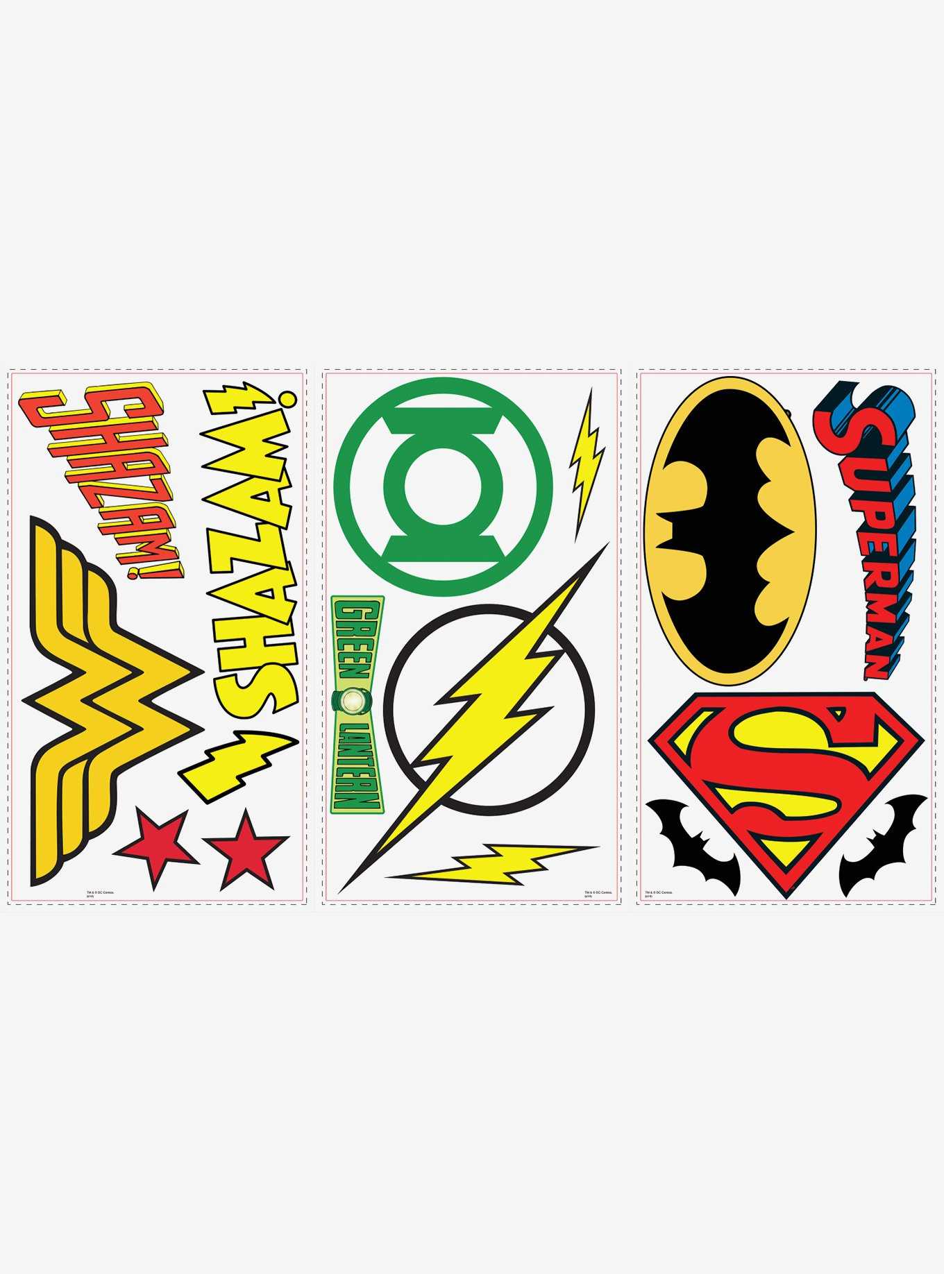 DC Comics Superhero Logos Peel And Stick Wall Decals | BoxLunch