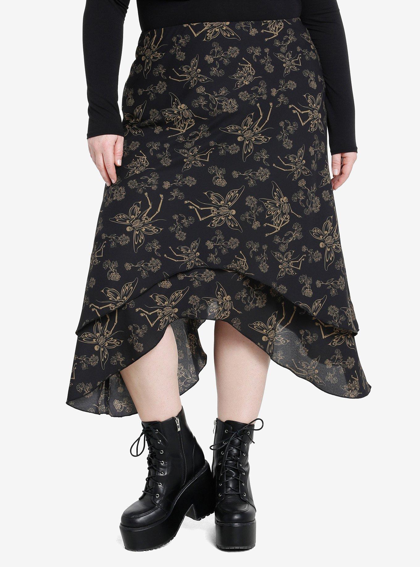 Thorn And Fable Skeleton Fairy Tiered Midi Skirt Plus Size Hot Topic