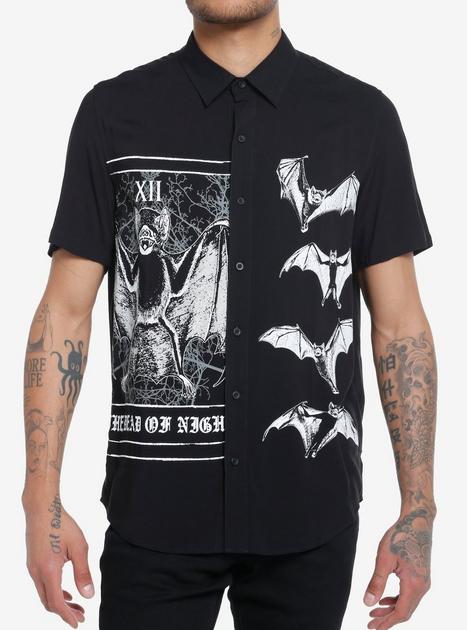 Bat Tarot Card Woven Button-Up | Hot Topic