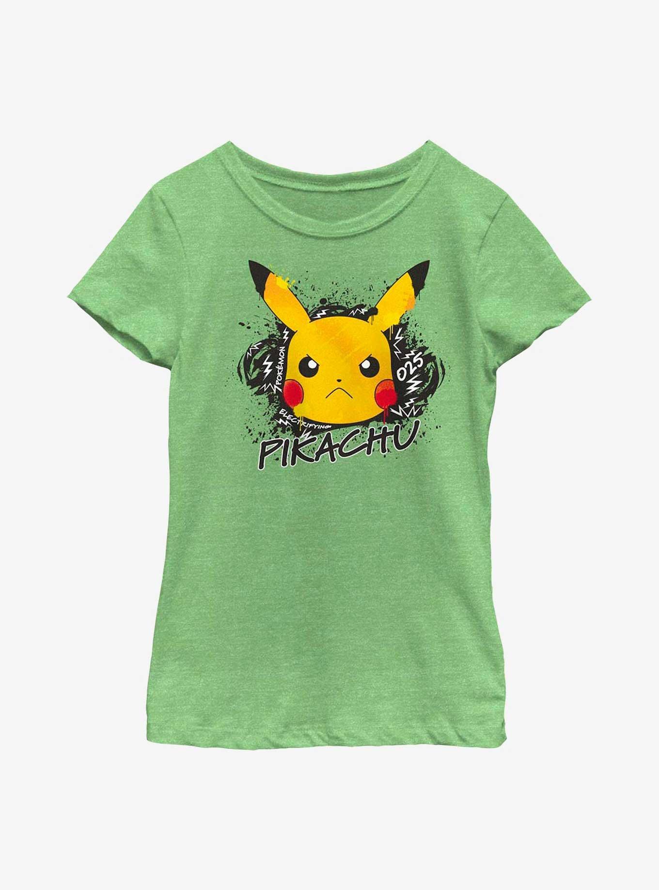 Pokemon Angry Pikachu Youth Girls T-Shirt - GREEN | BoxLunch
