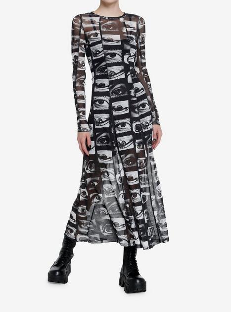 Social Collision Eye Panels Mesh Maxi Dress | Hot Topic