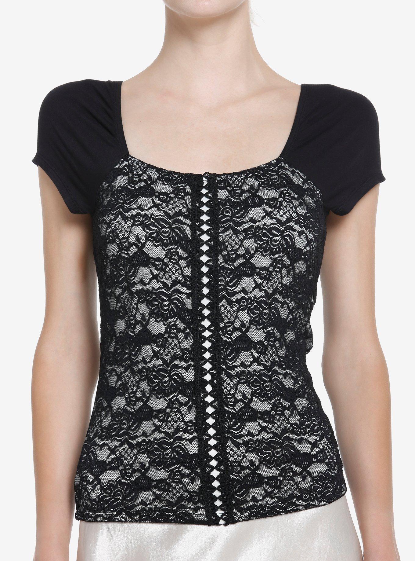 Cosmic Aura Black Lace Girls Top Hot Topic