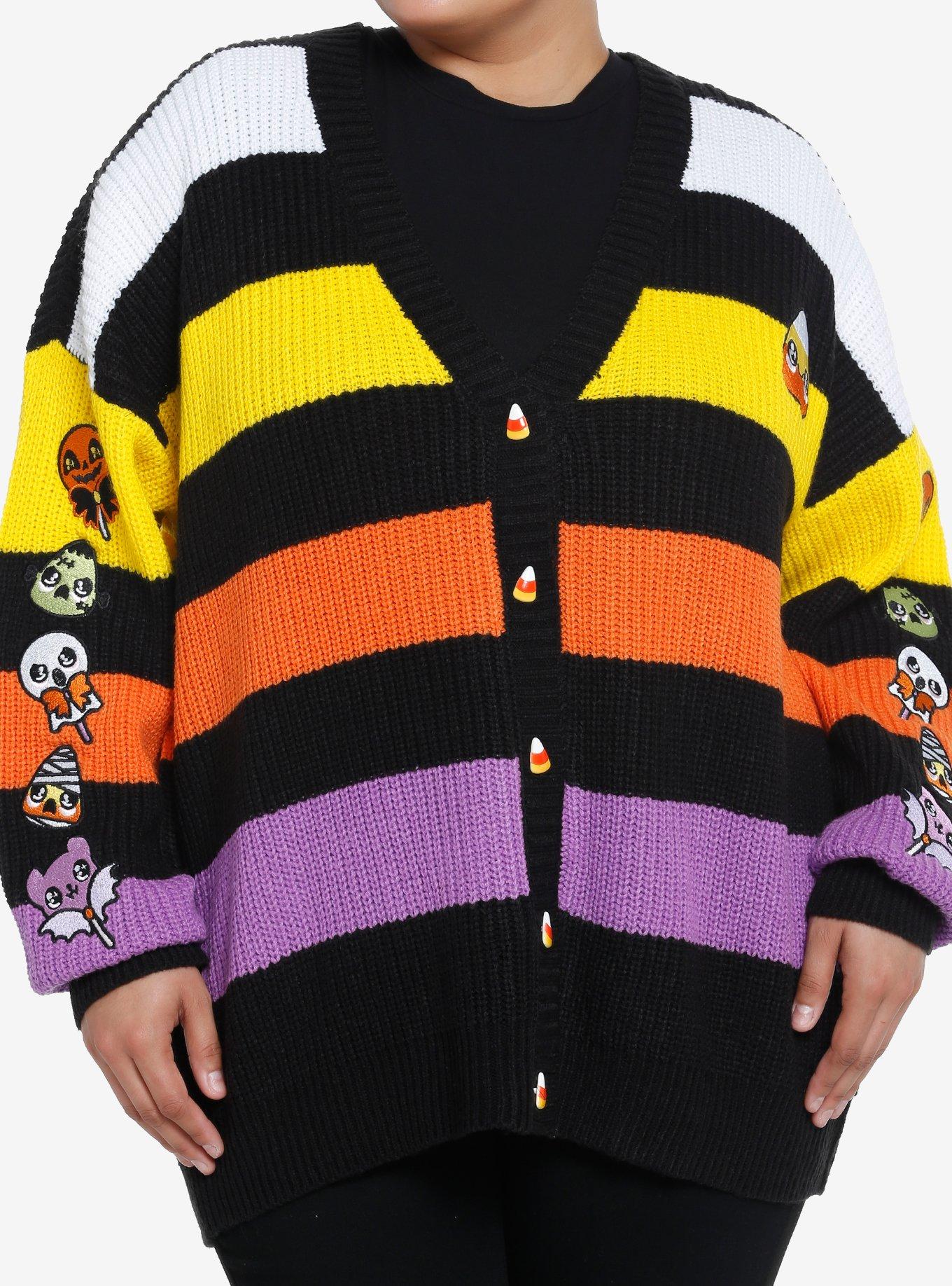 Sweet Society Kawaii Halloween Candy Stripe Girls Cardigan Plus Size ...