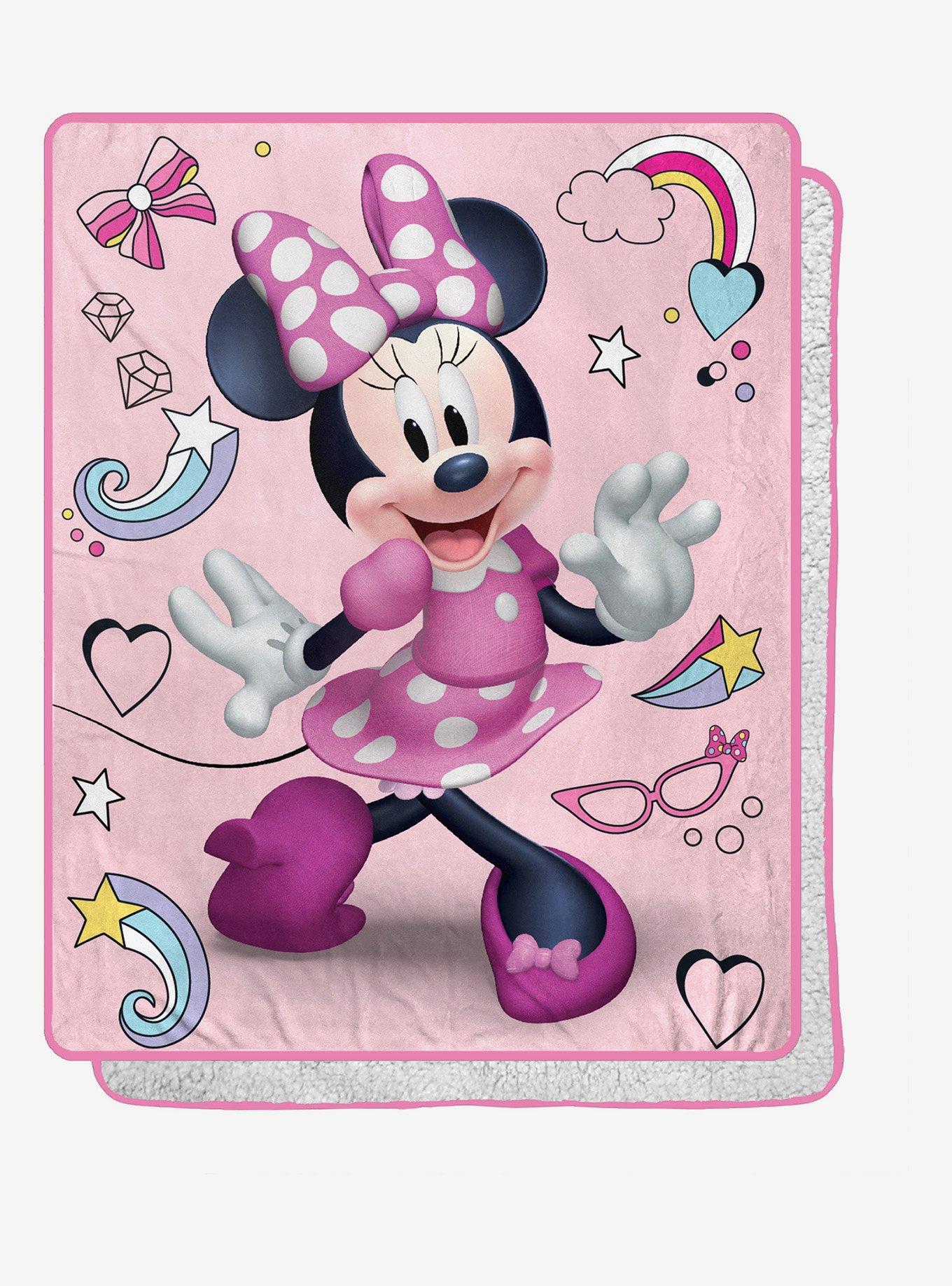 Disney Minnie Mouse Shooting Stars Silk Touch Sherpa Throw Blanket ...