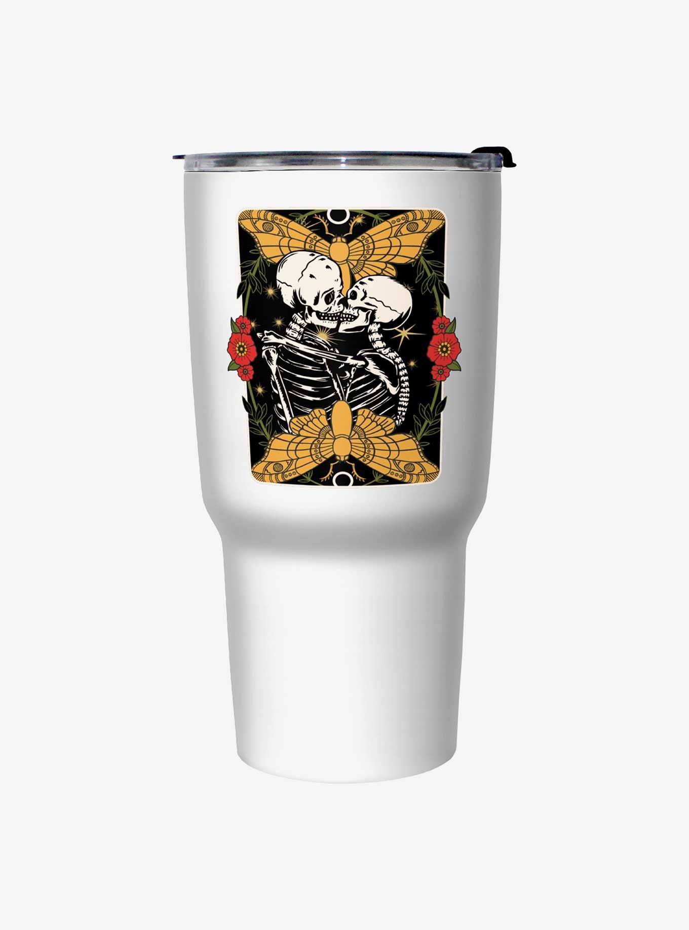 Hot Topic Traditional Skeleton Lovers Travel Mug - WHITE | Hot Topic