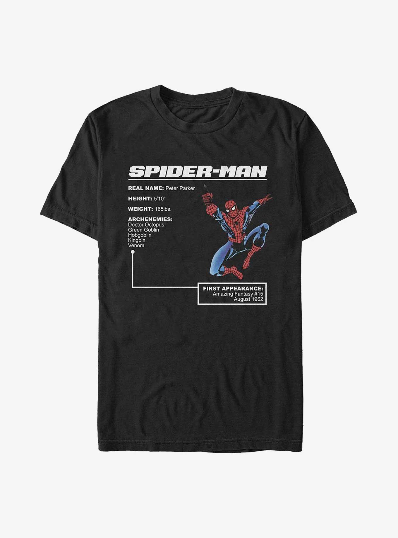 Marvel Spider-Man Hero Stats T-Shirt - BLACK | BoxLunch