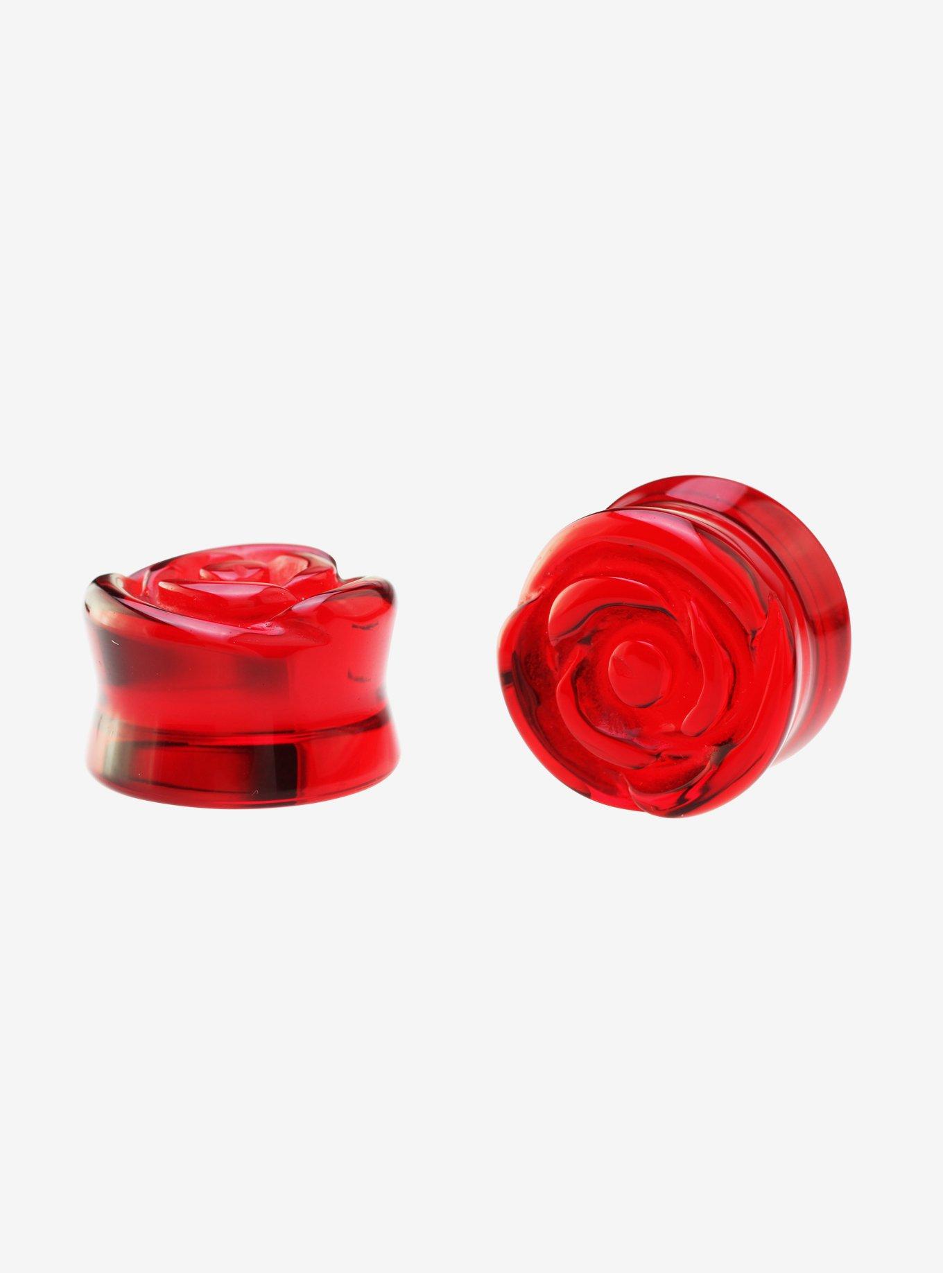 Glass Red Rose Plug 2 Pack | Hot Topic