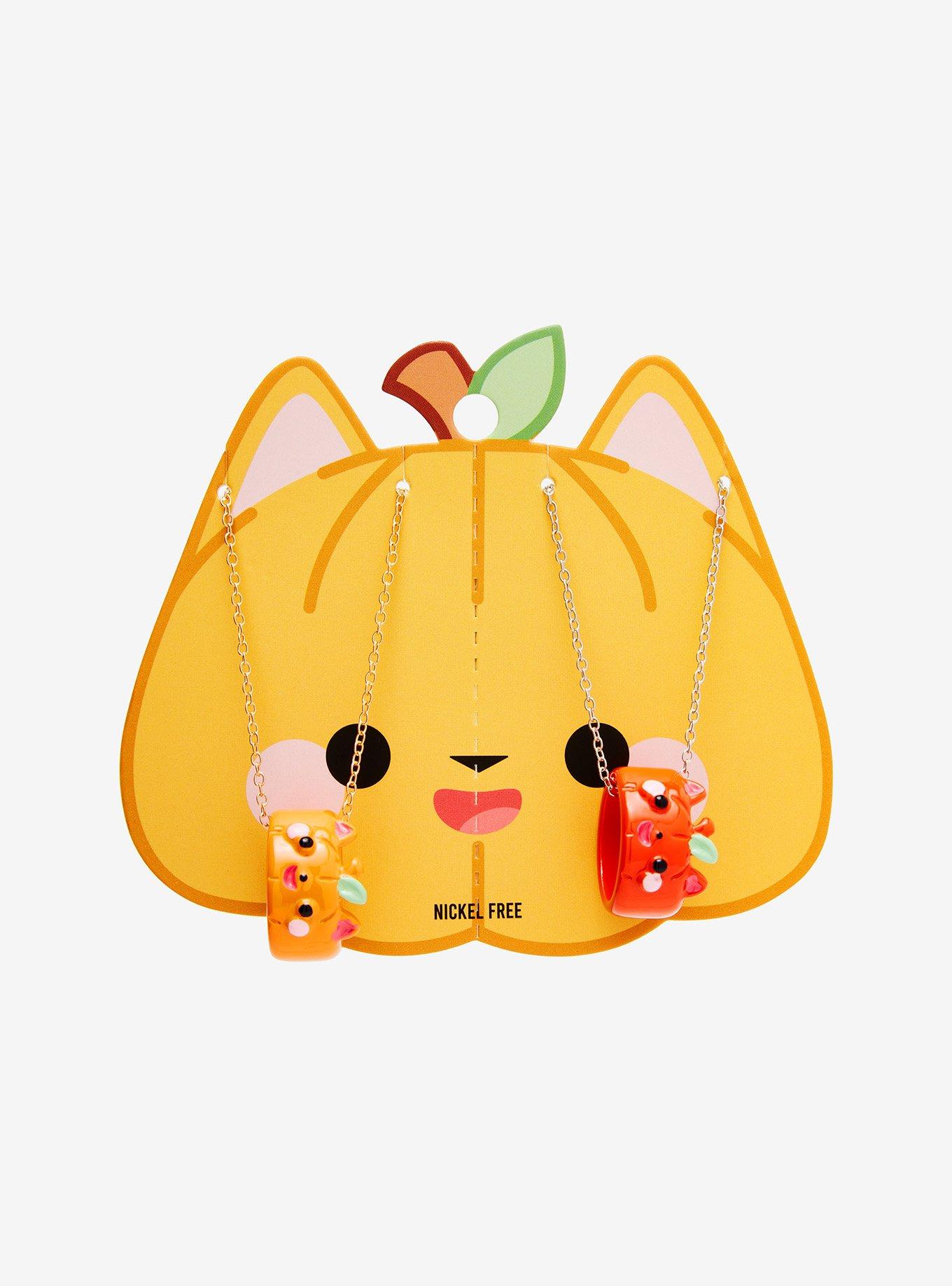 Pumpkin Kitty Ring Best Friend Necklace Set | Hot Topic