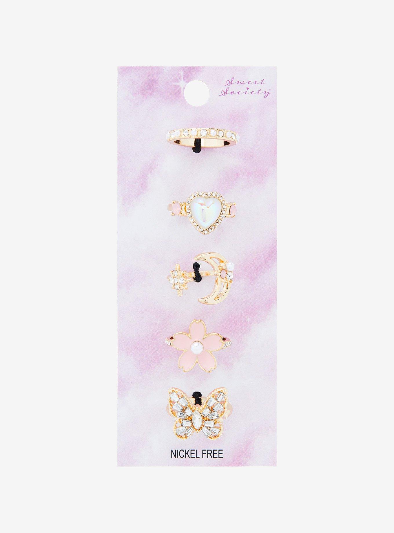 Sweet Society Butterfly Sakura Bling Ring Set | Hot Topic