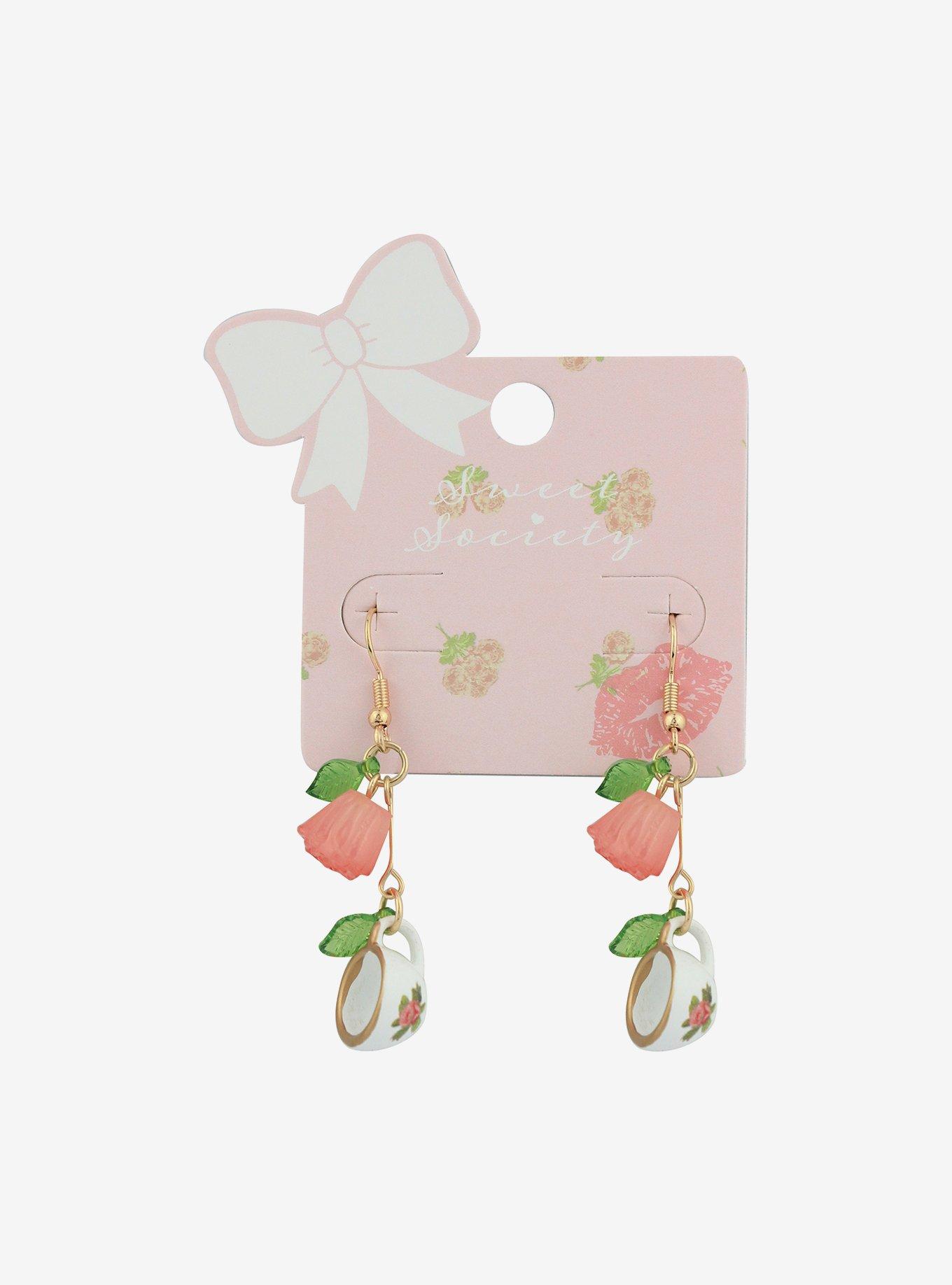 Sweet Society Teacup Flower Drop Earrings | Hot Topic