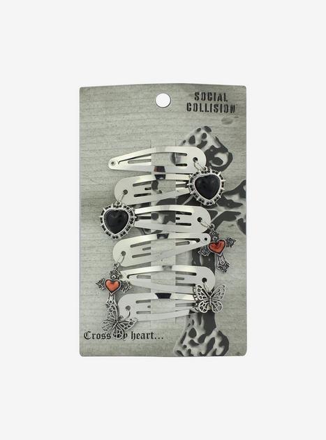 Social Collision Heart Cross Hair Clip Set | Hot Topic