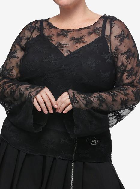 Cosmic Aura Mesh Lace Girls Long Sleeve Twofer Top Plus Size Hot Topic