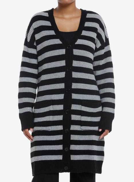 Social Collision Black & Grey Stripe Girls Cardigan | Hot Topic