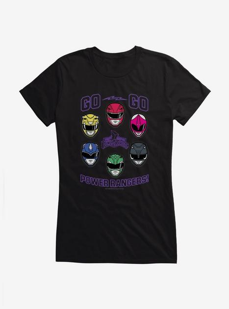 Mighty Morphin Power Rangers Go Go Power Rangers Helmets Girls T-Shirt ...