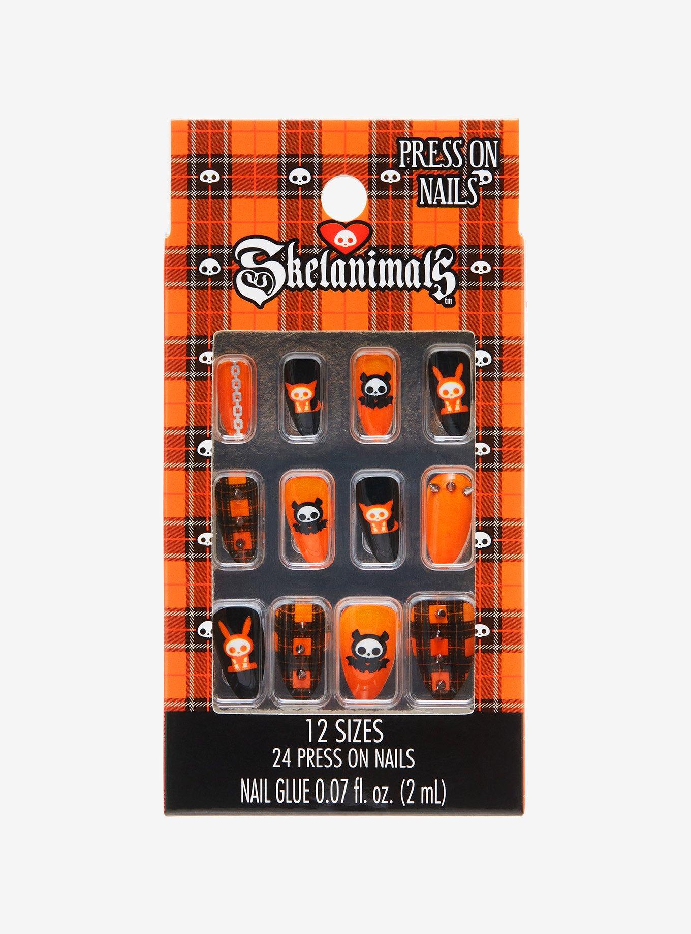 Skelanimals Orange Faux Nail Set | Hot Topic