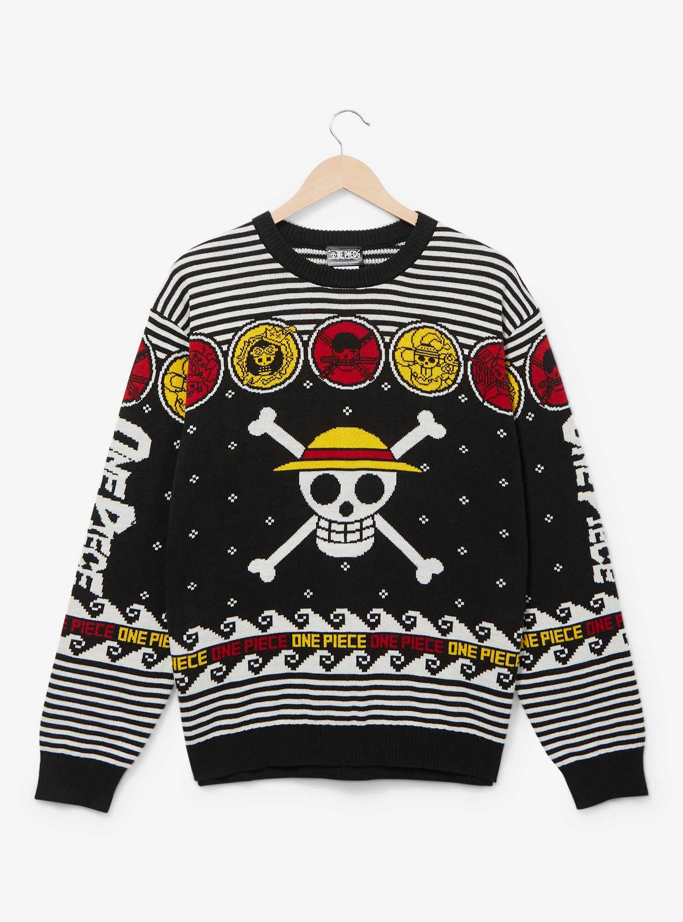 One Piece Straw Hat Crew Jolly Roger Holiday Sweater - BoxLunch ...